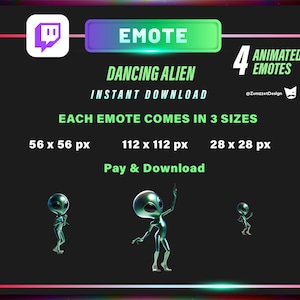 ANIMATED 4 Dancing Alien Emote for Twitch, Music Emote, Dj Emote ...