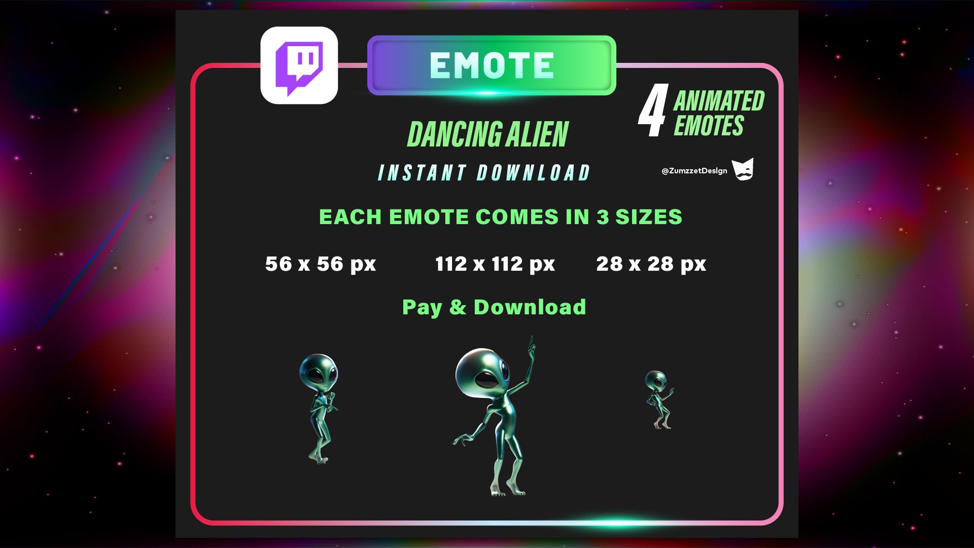 ANIMATED 4 Dancing Alien Emote for Twitch, Music Emote, Dj Emote ...