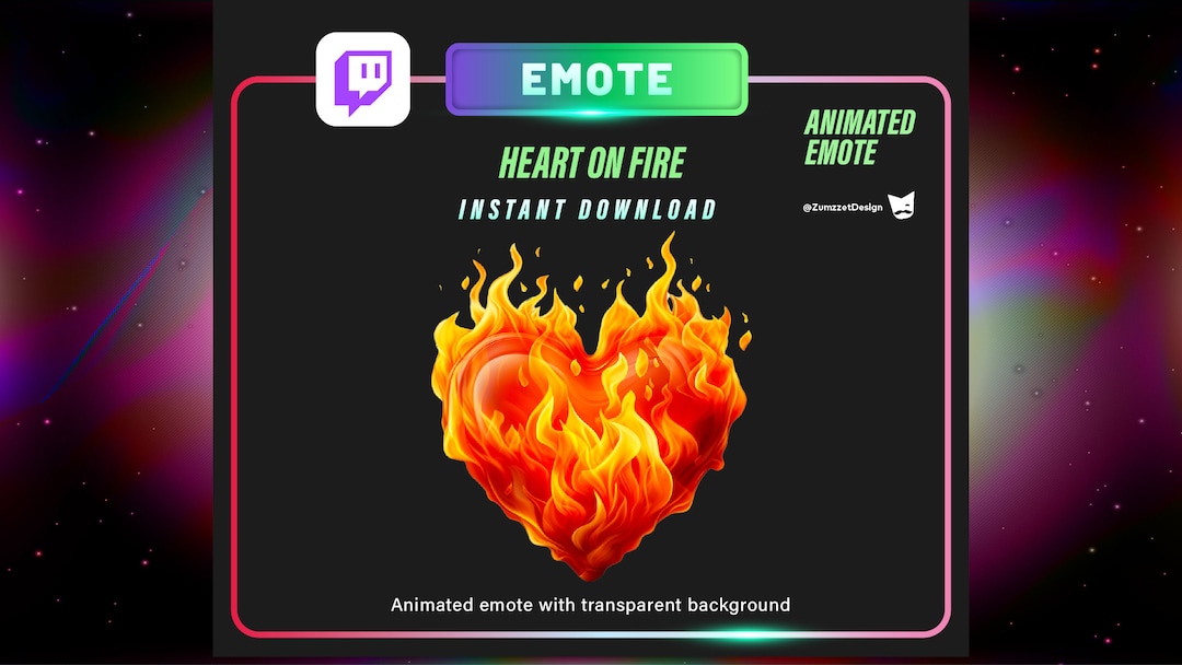ANIMATED Heart on Fire Emote for Twitch, Streamer, Gaming, Streaming ...