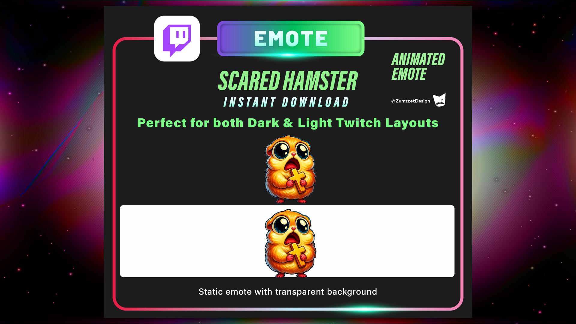 ANIMATED Scared Meme Hamster Emote for Twitch, Animal Emotes, Reaction ...