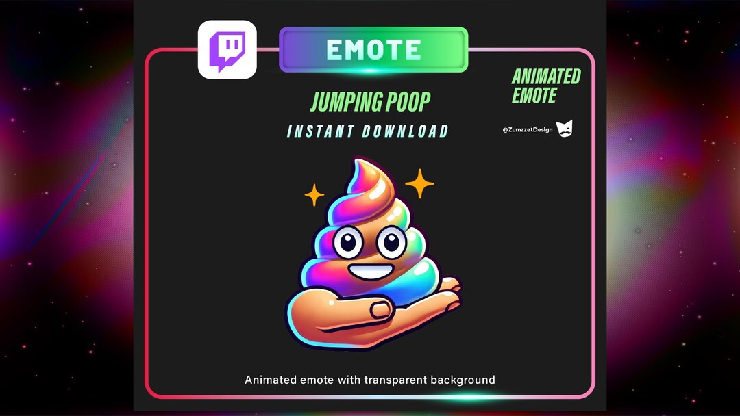 Animated Iridescent Jumping Poop Emote: Twitch Streamer Emote (digital ...