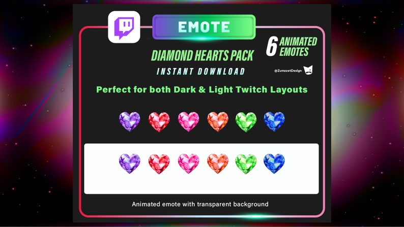 Animated Diamond Heart Emotes for Twitch (digital Download) - Etsy