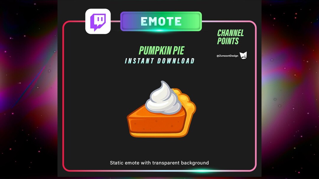 Pumpkin Pie Slice Twitch Emote: Spooky Fall Channel Point (digital ...