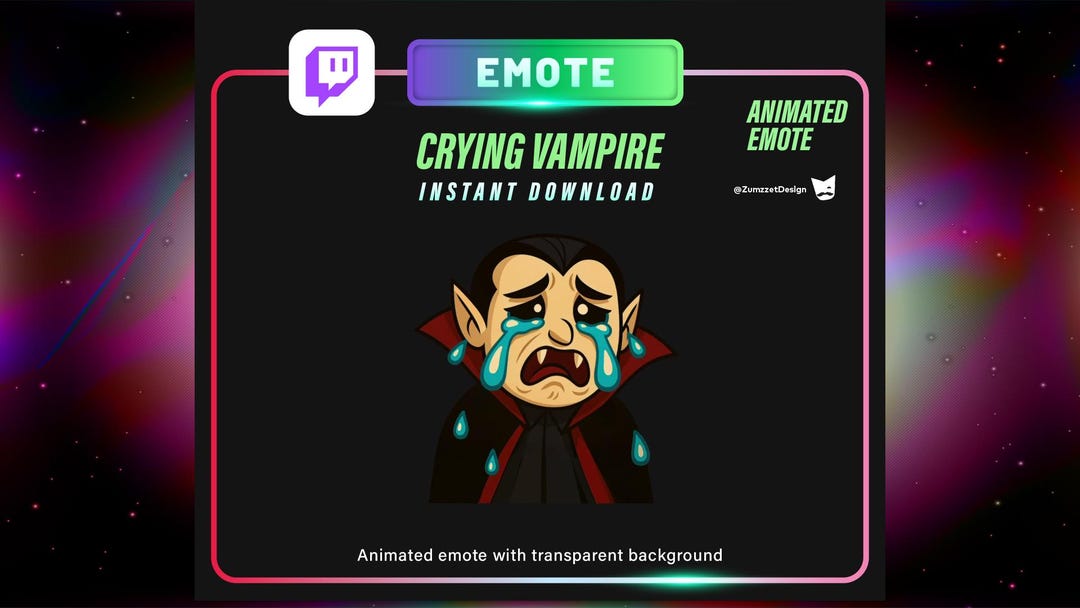 Animated Crying Vampire Emote: Twitch Streamer Sad Reaction (digital ...