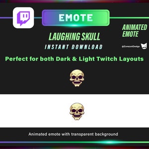 ANIMATED Skull Emote for Twitch, Streamer, Gaming, Streaming, Stream ...