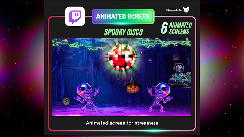 Spooky Halloween Animated Stream Screens: Rave Music Vtuber Background ...