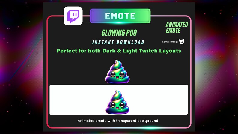 ANIMATED Iridescent Poop Emote, Cute Poop Emote for Twitch, Streamer ...