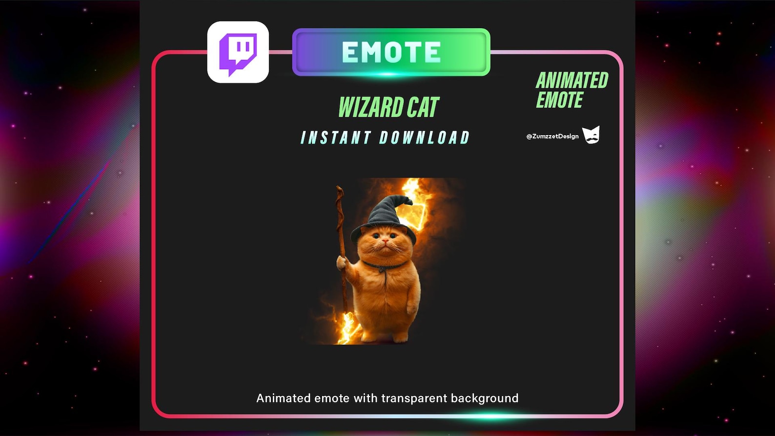 ANIMATED Wizard Cat Twitch, Streamer, Gaming, Streaming, Stream Emotes ...