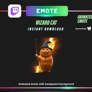 ANIMATED Wizard Cat Twitch, Streamer, Gaming, Streaming, Stream Emotes ...