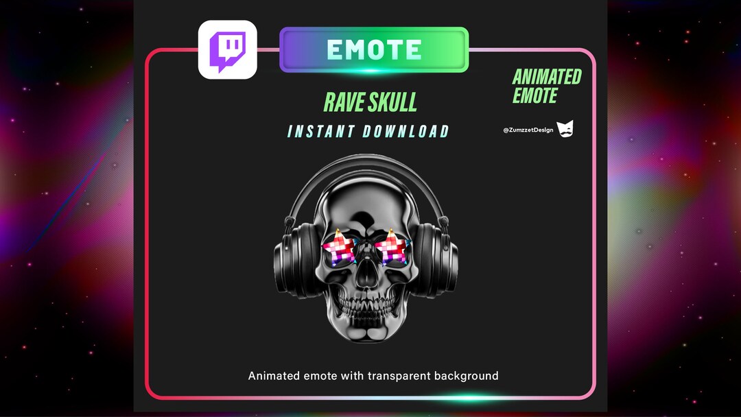 ANIMATED Rave Skull Emote for Twitch, Streamer, Gaming, Streaming ...