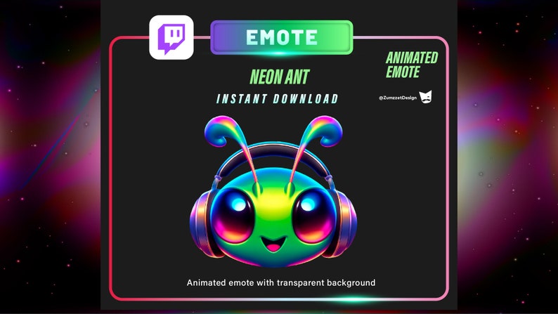 ANIMATED Neon Ant Emote for Twitch, Streamer, Gaming, Streaming, Stream ...