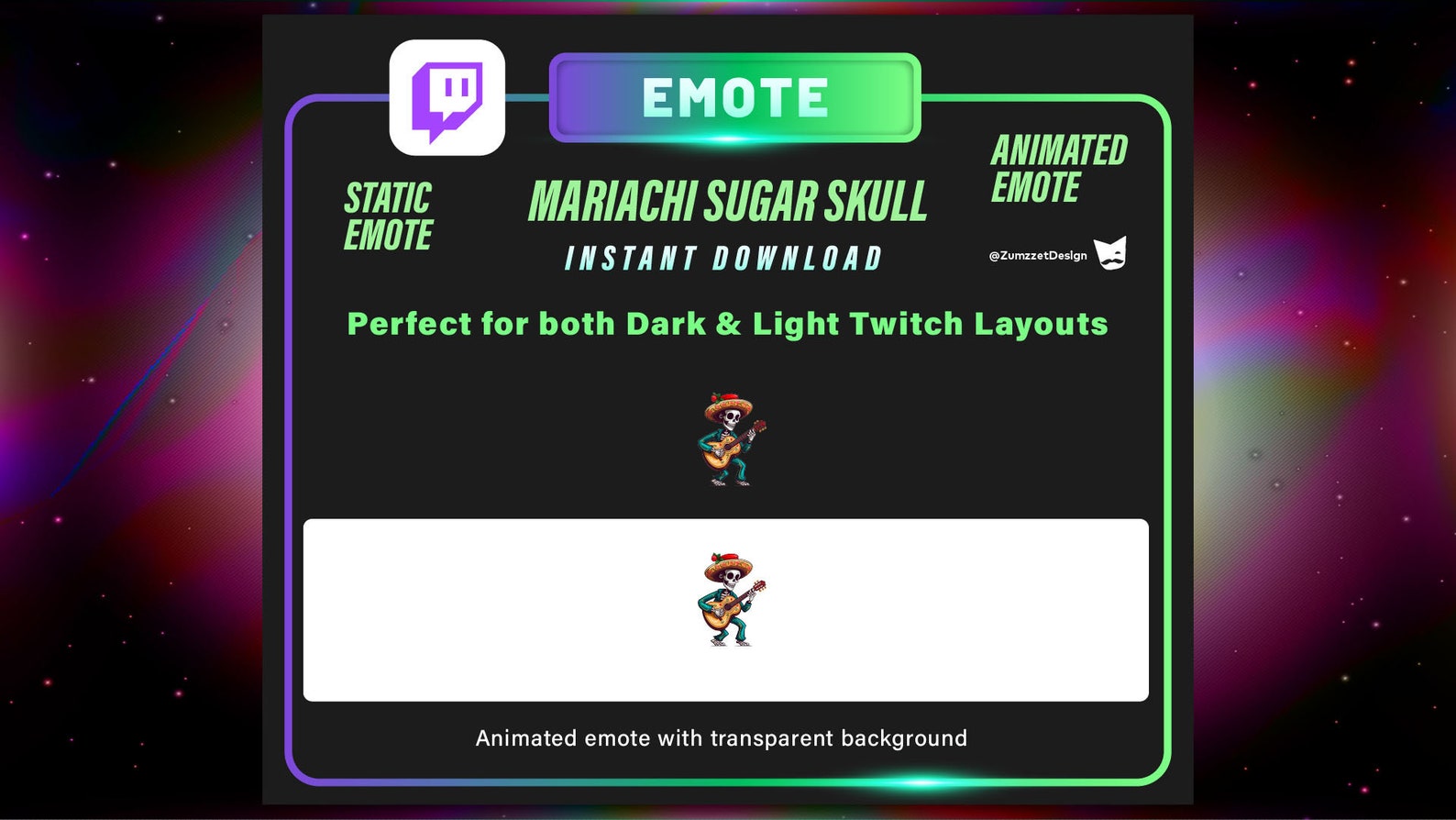 ANIMATED + STATIC Sugar Skull Emote for Twitch, Gaming, Streaming ...