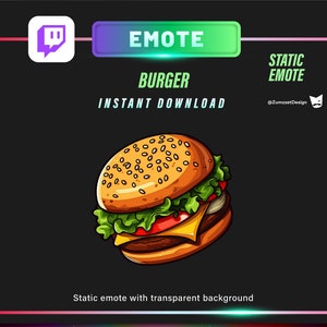 STATIC Burger Emote Set for Twitch, Streamer, Gaming, Streaming, Stream ...