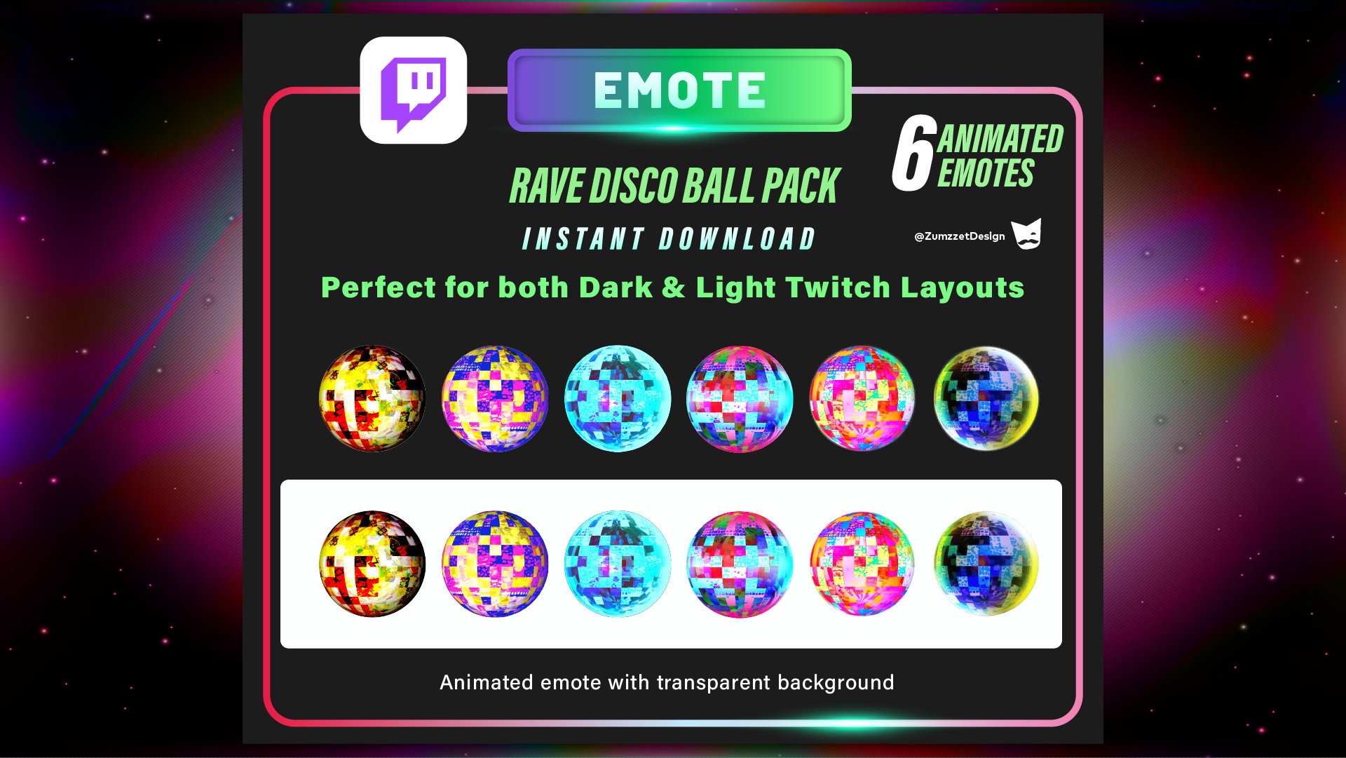 ANIMATED 6 PACK of Disco Ball Emote for Twitch, Streamer, Streaming ...