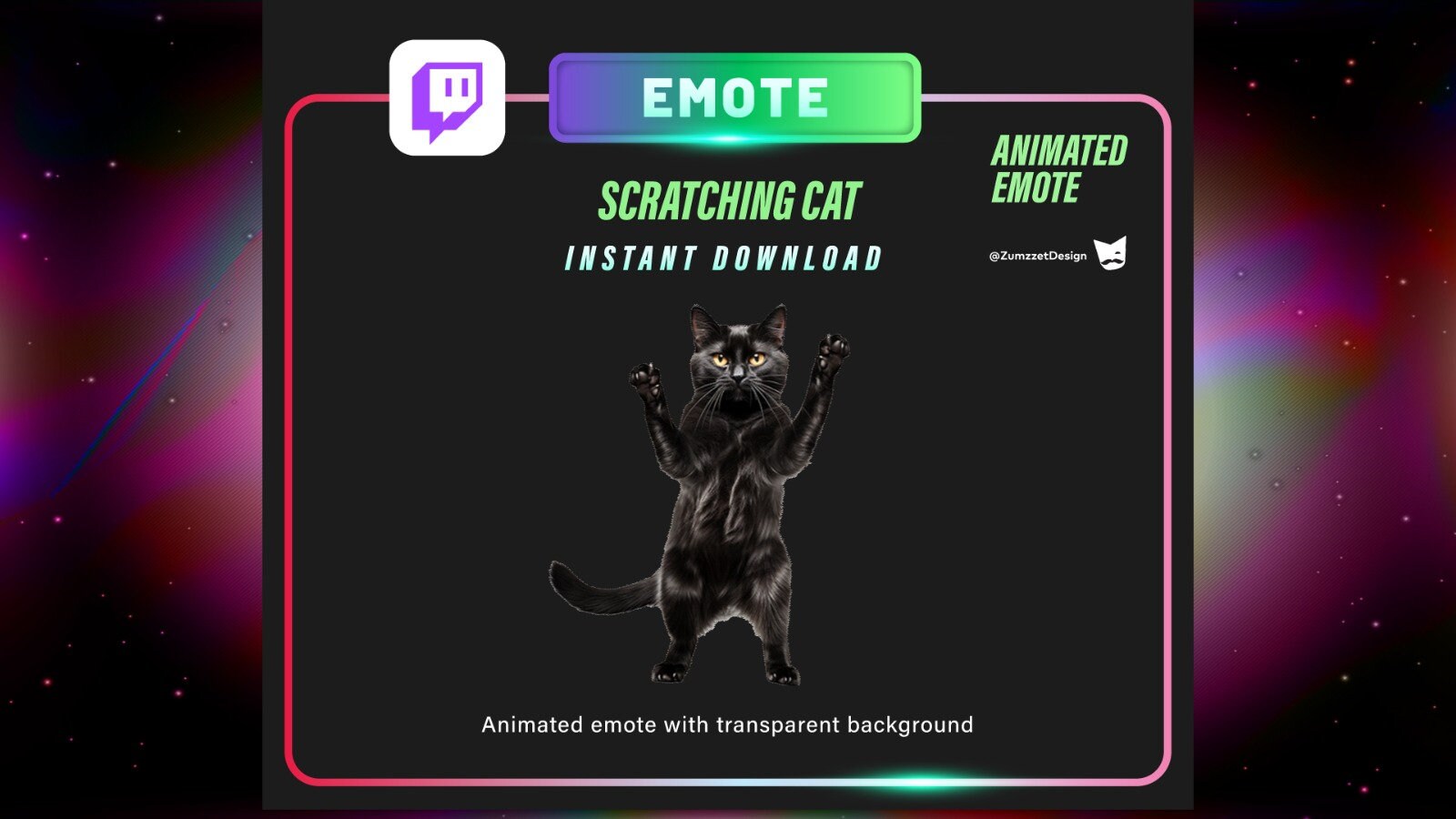ANIMATED Black Cat for Twitch, Streamer, Gaming, Streaming, Stream ...
