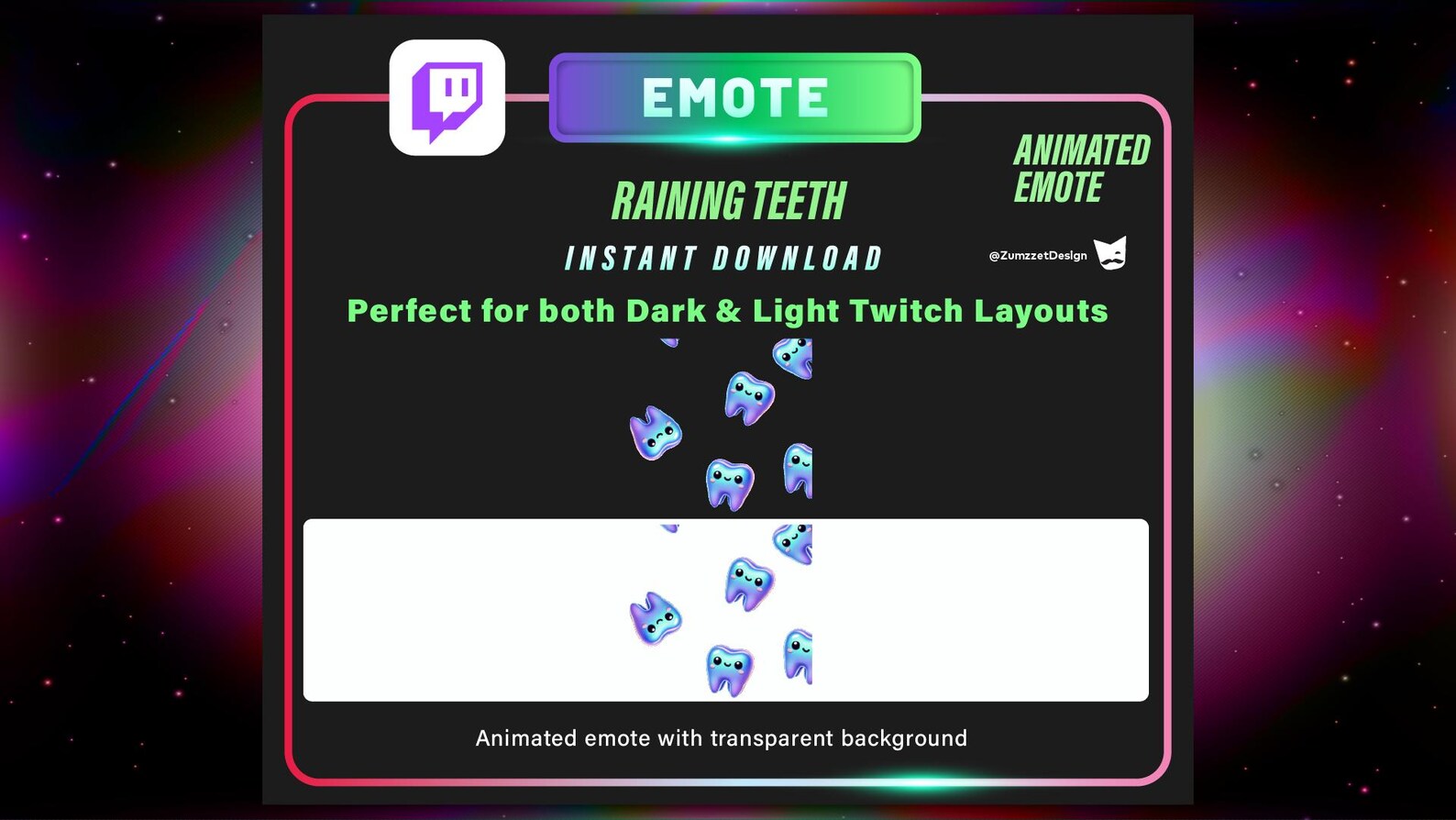 ANIMATED Raining Teeth Emote for Twitch, Streamer, Gaming, Streaming ...