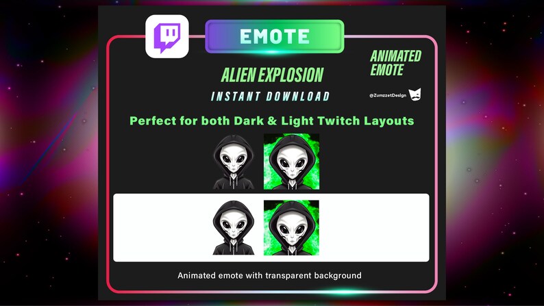 ANIMATED Alien Emote for Twitch, Streamer, Gaming, Streaming, Stream ...