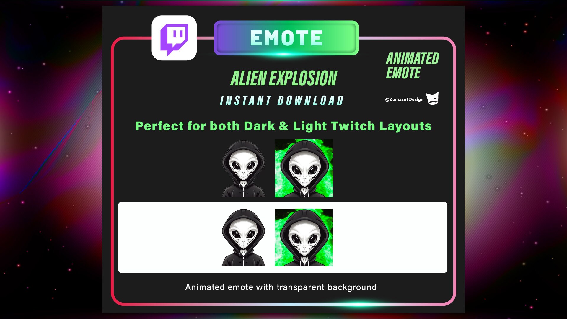 ANIMATED Alien Emote for Twitch, Streamer, Gaming, Streaming, Stream ...