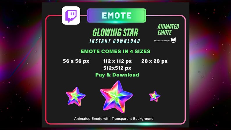 Animated Glowing Star Emote: Twitch Streamer EDM Music (digital ...