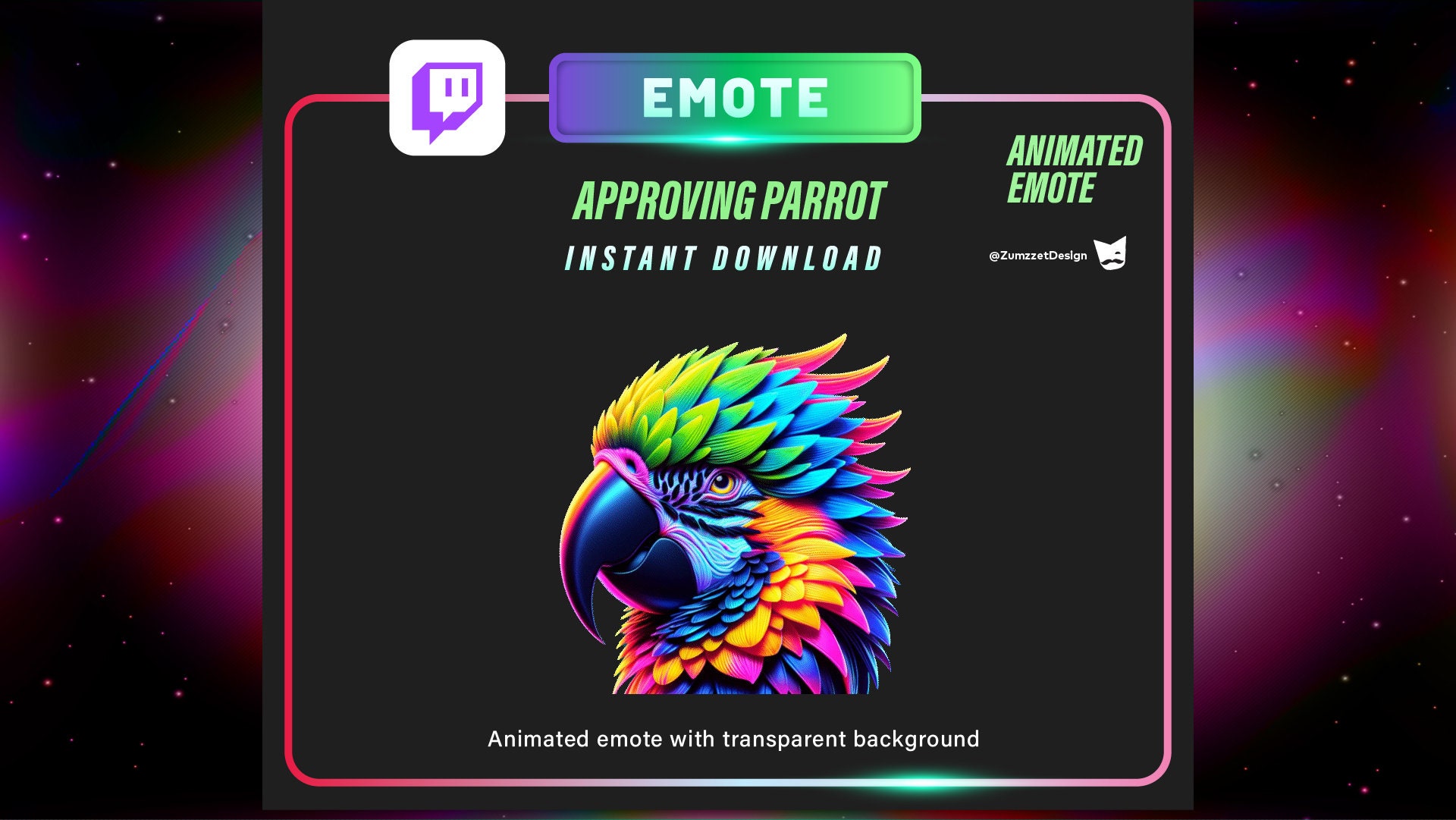 ANIMATED Parrot Emote for Twitch, Streamer, Gaming, Streaming, Stream ...