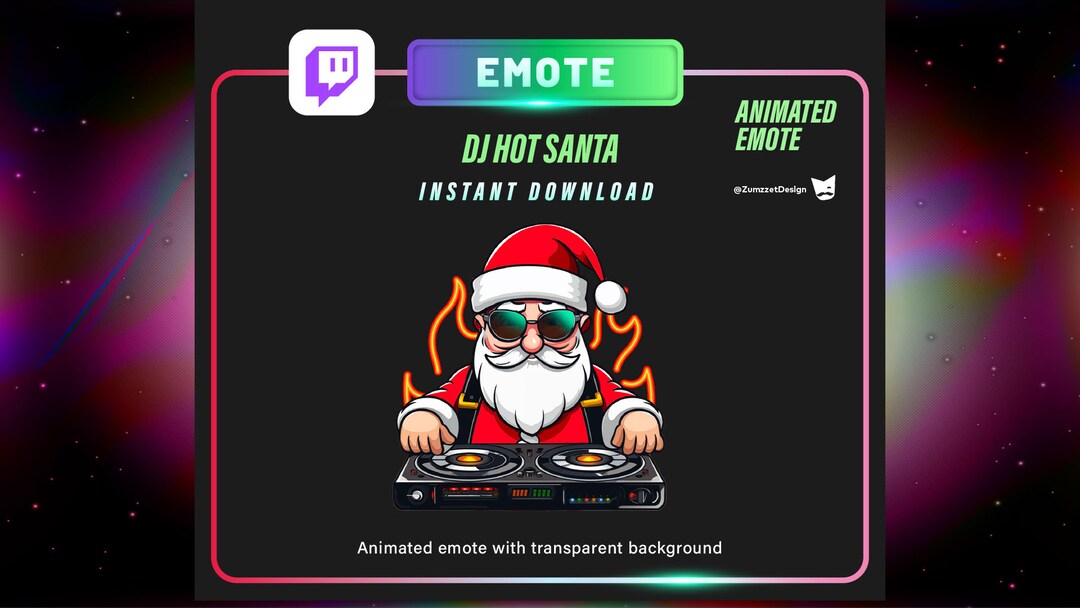 DJ Santa Twitch Emote, Animated Christmas Streamer Emote (digital File ...
