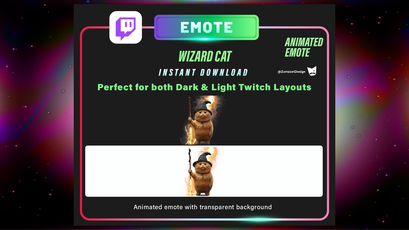 ANIMATED Wizard Cat Twitch, Streamer, Gaming, Streaming, Stream Emotes ...