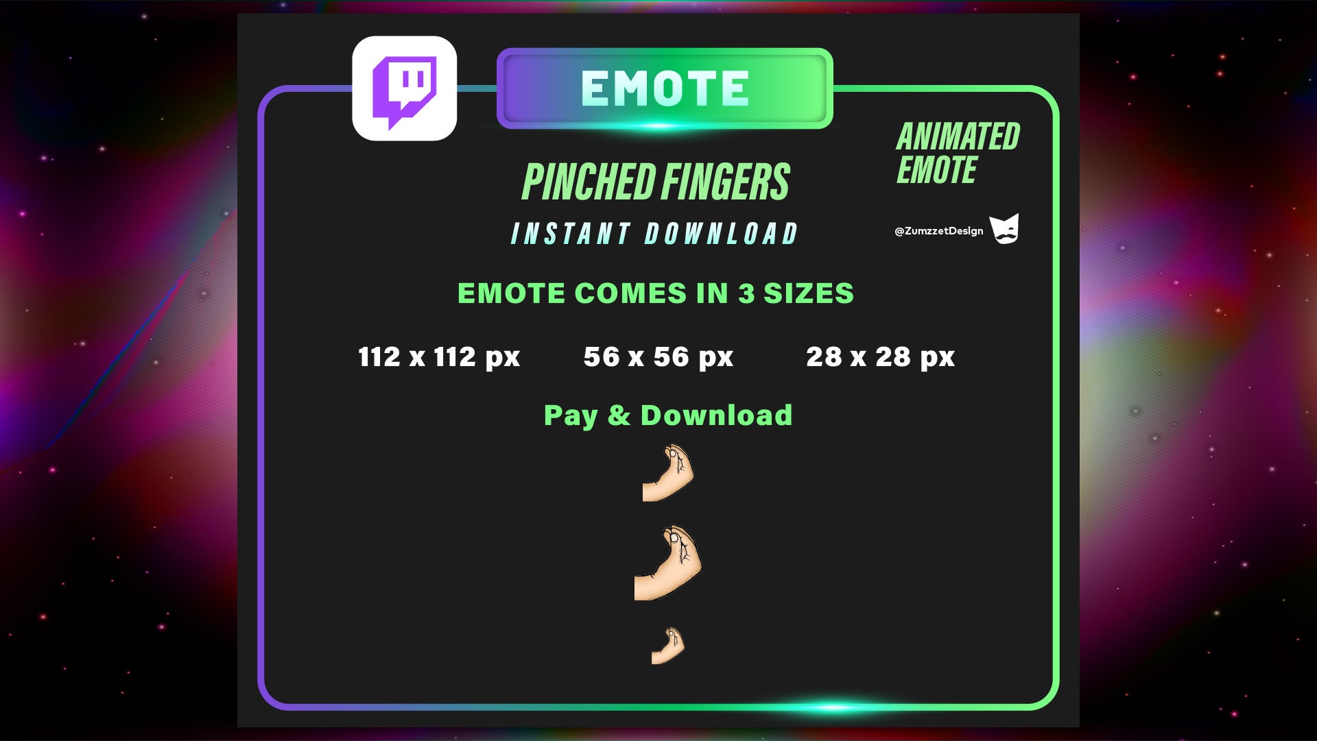 ANIMATED Pinched Fingers Emote for Twitch, Streamer, Streaming, Stream ...