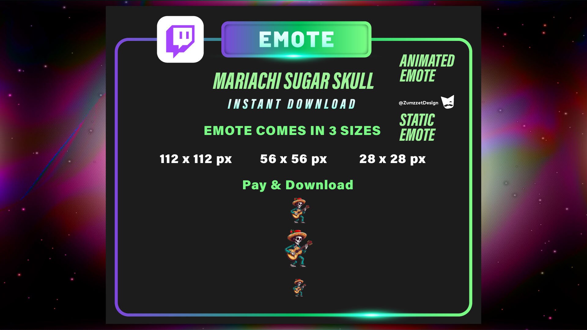 ANIMATED + STATIC Sugar Skull Emote for Twitch, Gaming, Streaming ...