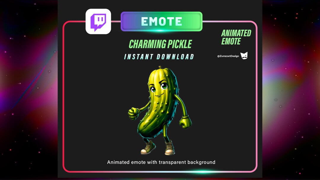 ANIMATED Pickle Emote for Twitch, Streamer, Gaming, Streaming, Stream ...