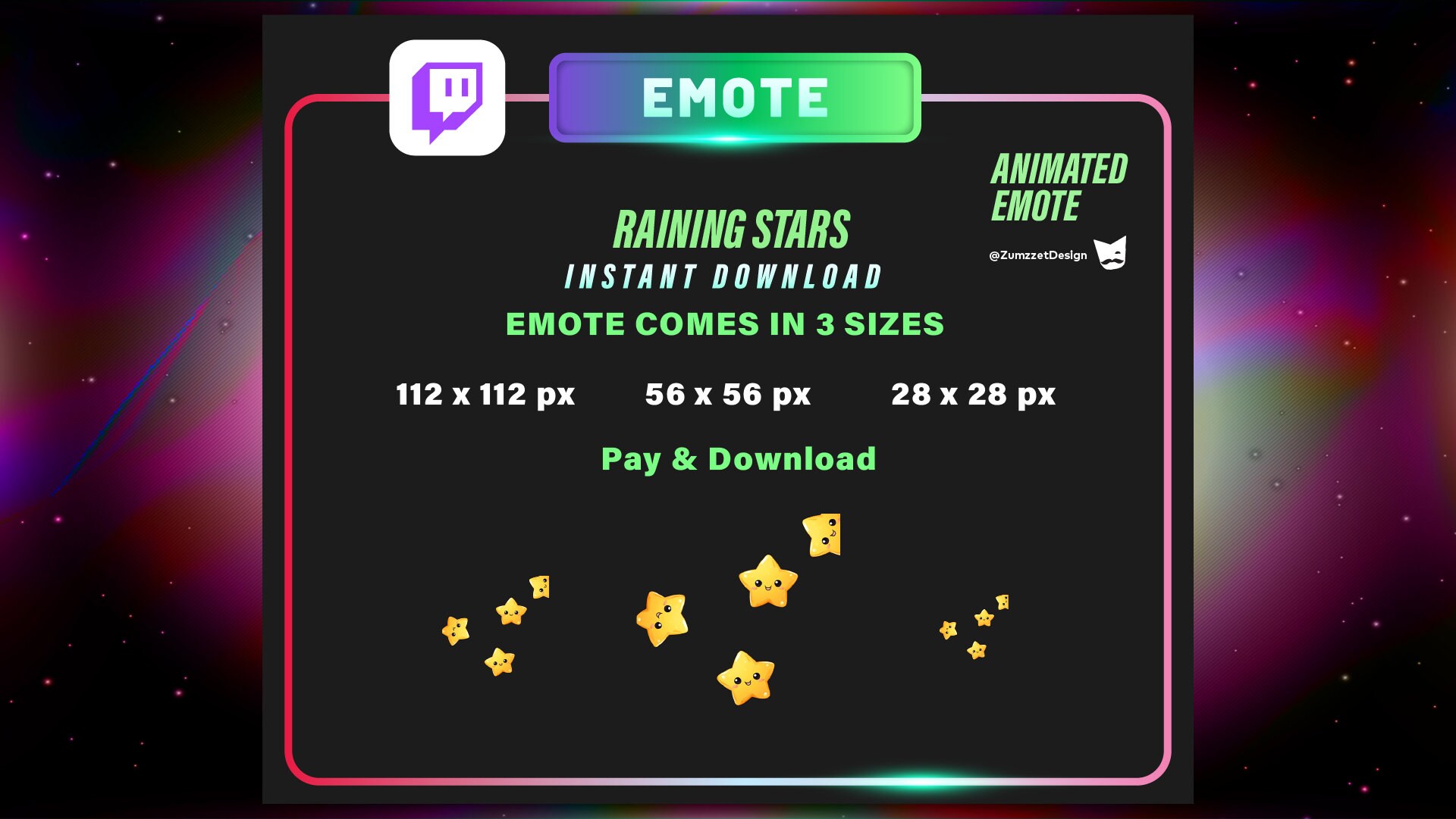 ANIMATED Raining Stars Emote for Twitch, Streamer, Cute Star Emote ...