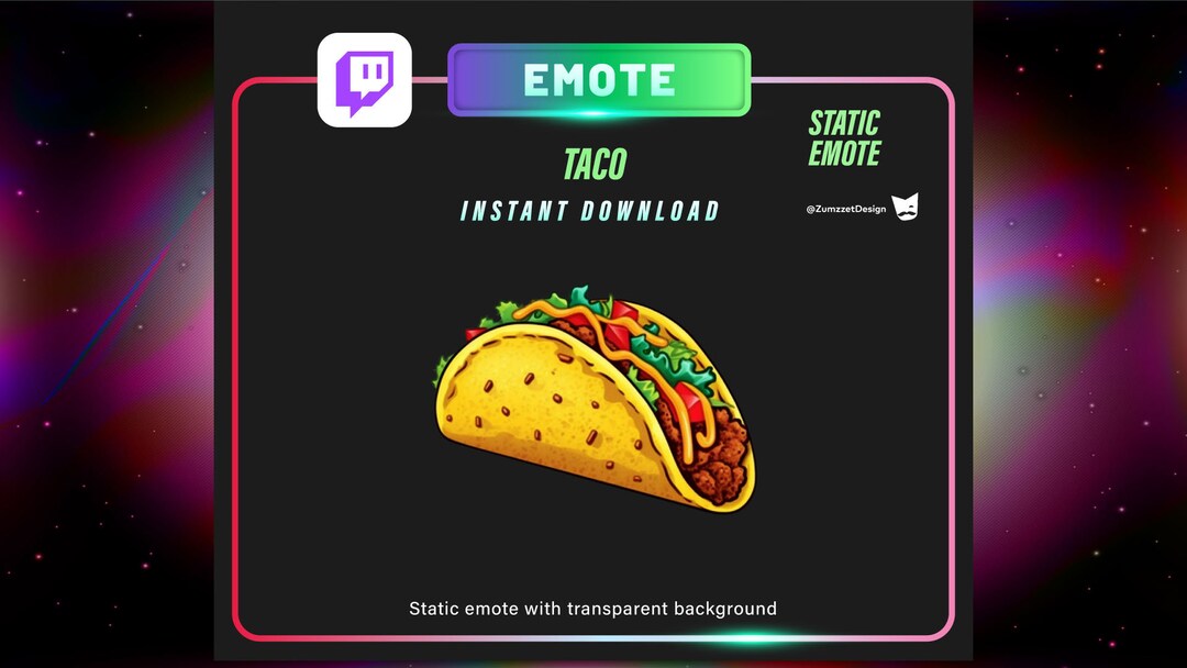 STATIC TACO Emote Set for Twitch, Streamer, Gaming, Streaming, Stream ...