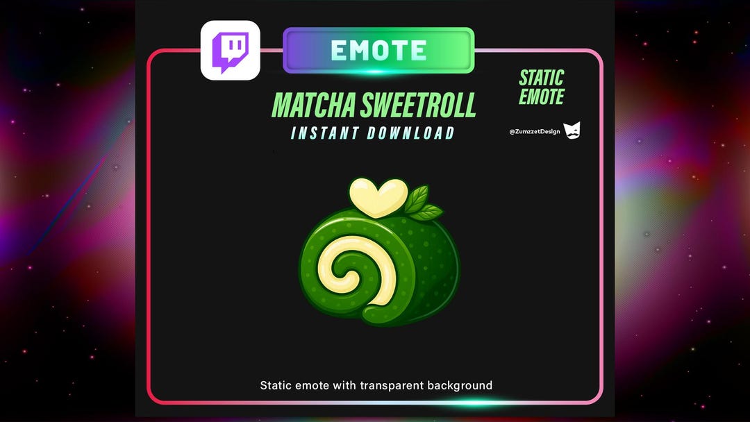 STATIC Matcha Sweet Roll Emote for Twitch, Dessert Emote, Sweets Food ...
