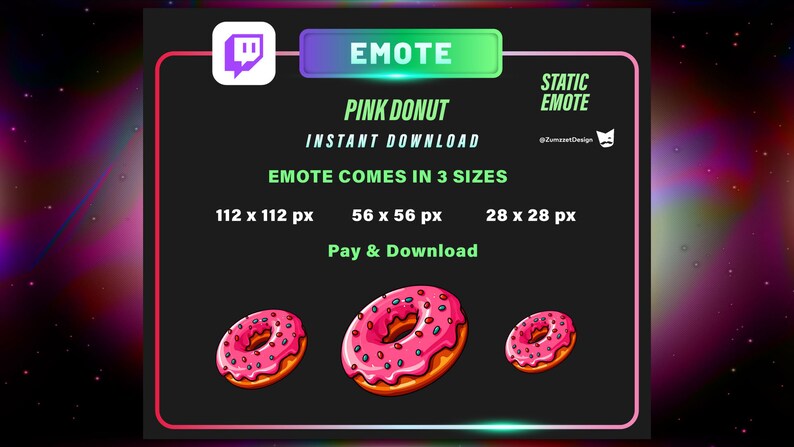 Pink Donut Twitch Emote, Static Food Gamer Emote (digital Download) - Etsy