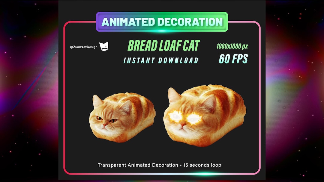 Animated Cat Bread Loaf Stream Decoration (digital File) - Etsy