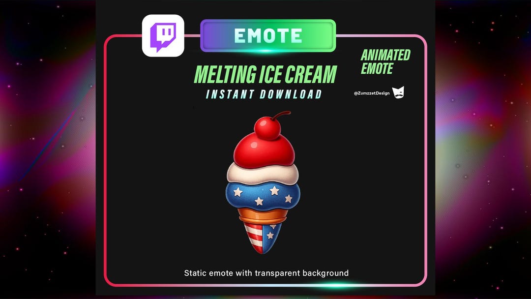Animated Ice Cream Emote for Twitch: Patriotic Streamer Dessert ...