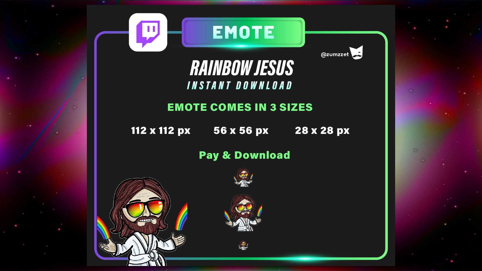ANIMATED RAINBOW Jesus Emote for Twitch, Streamer, Gaming, Streaming ...
