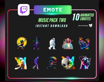 Animated Music Emotes for Twitch - 13 Rave Streamer Pack (digital ...