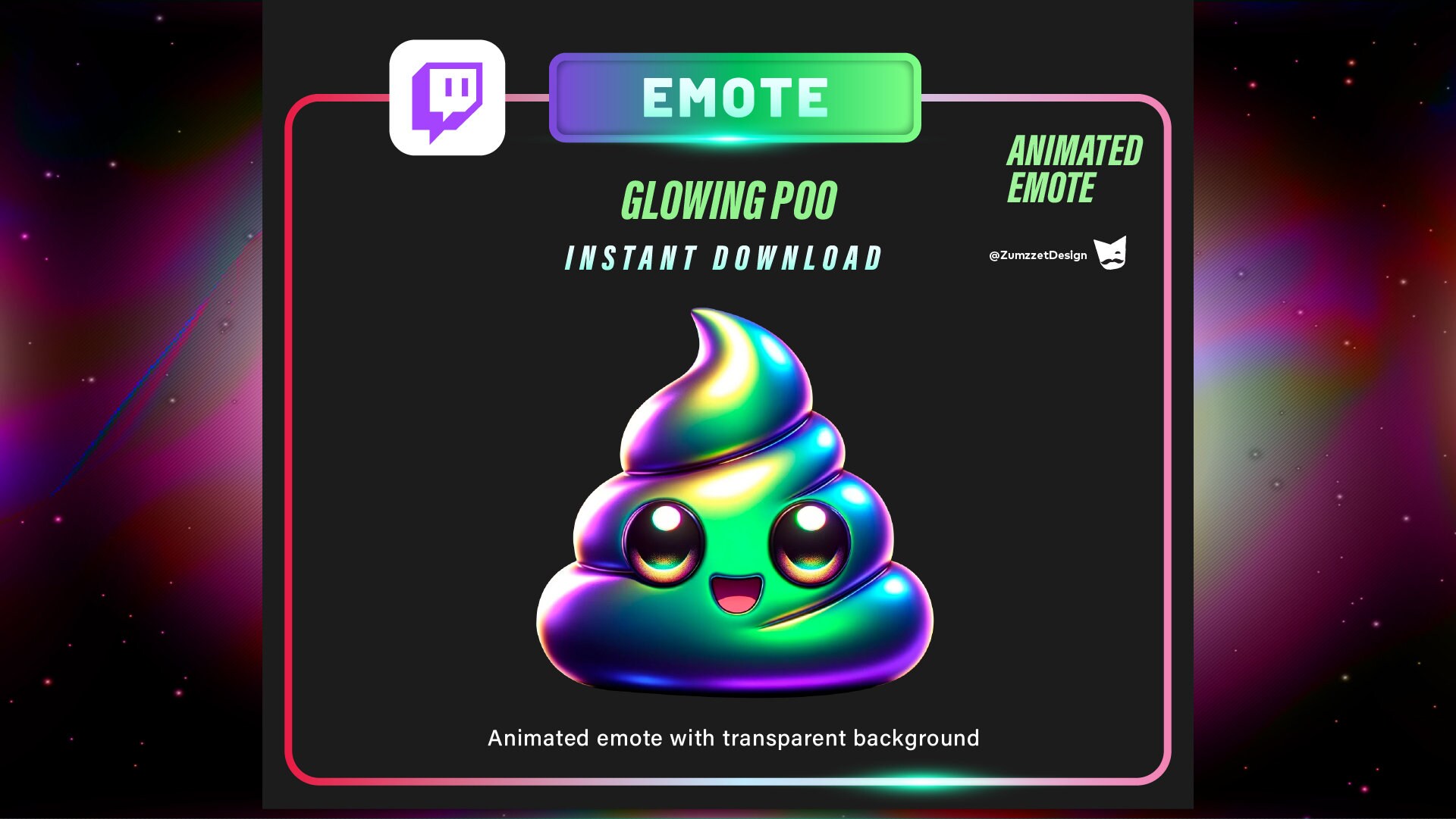 ANIMATED Iridescent Poop Emote, Cute Poop Emote for Twitch, Streamer ...