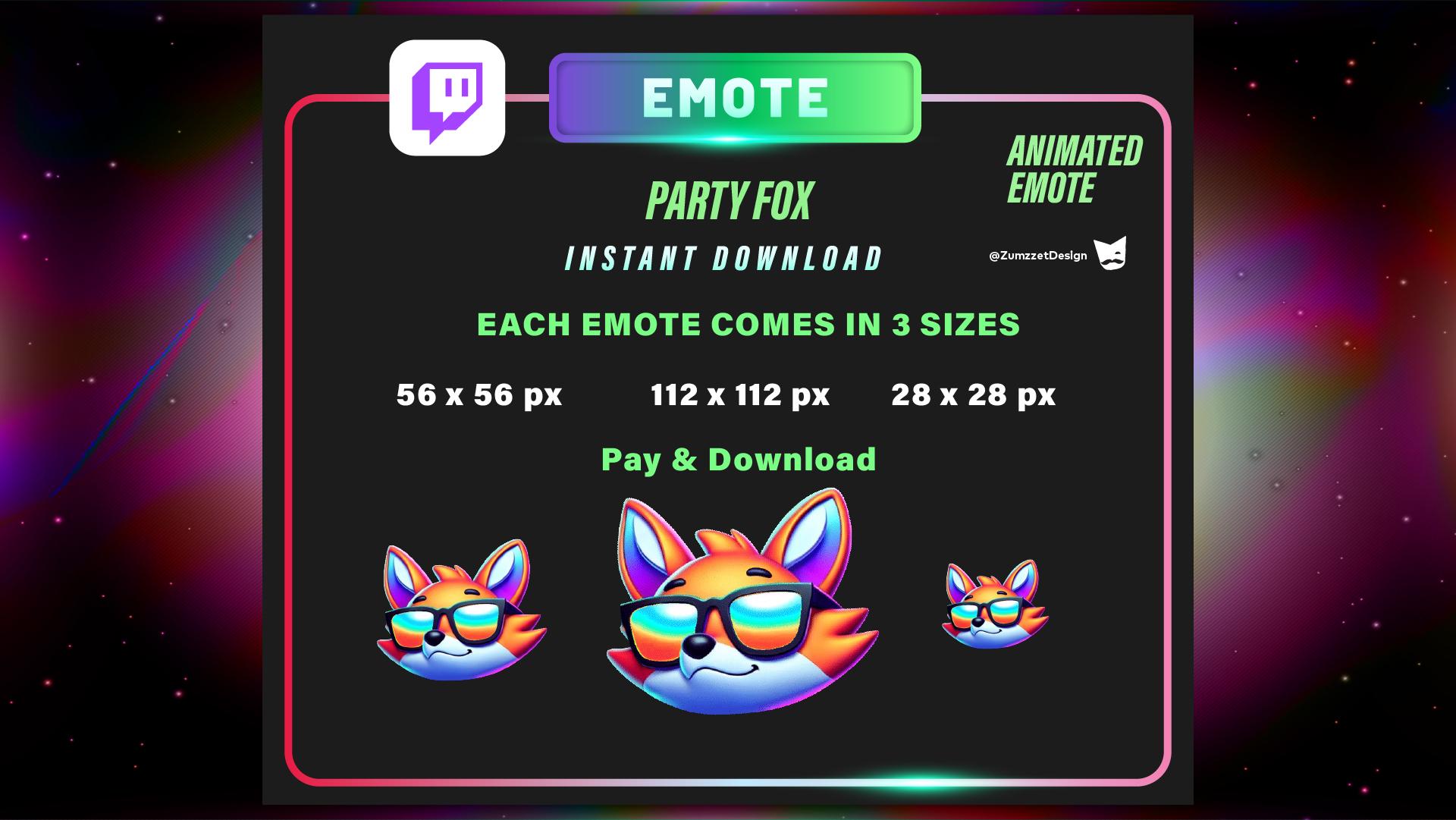 Animated Techno Fox Emote for Twitch Streamers (digital Download) - Etsy