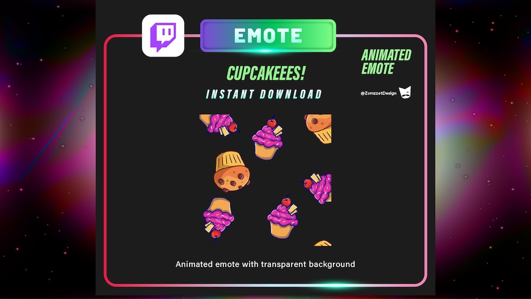 ANIMATED Raining Cupcakes Emote for Twitch, Streamer, Gaming, Streaming ...
