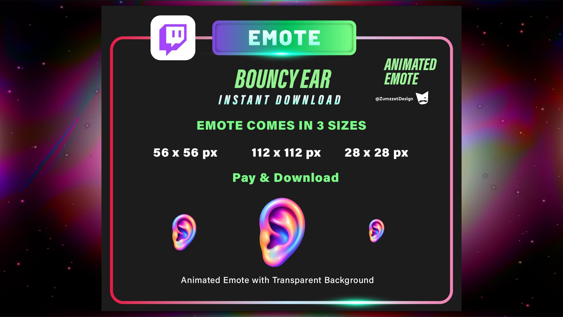 Animated Bouncing Ear Twitch Emote: Rave EDM Streamer (digital Download ...
