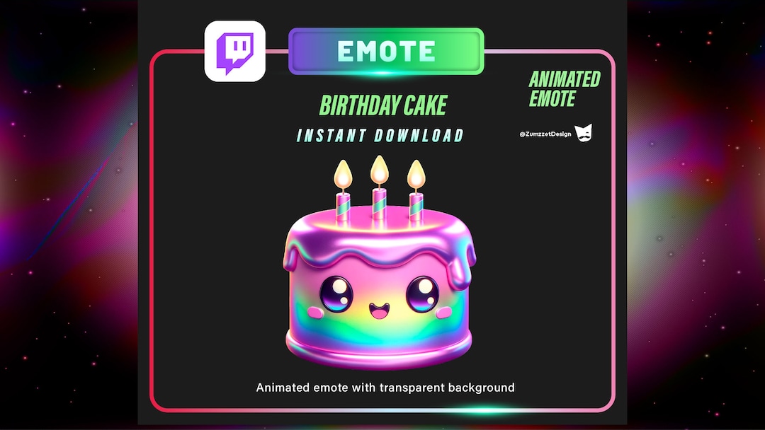 ANIMATED Pink Birthday Cake Emote for Twitch, Streamer, Gaming ...