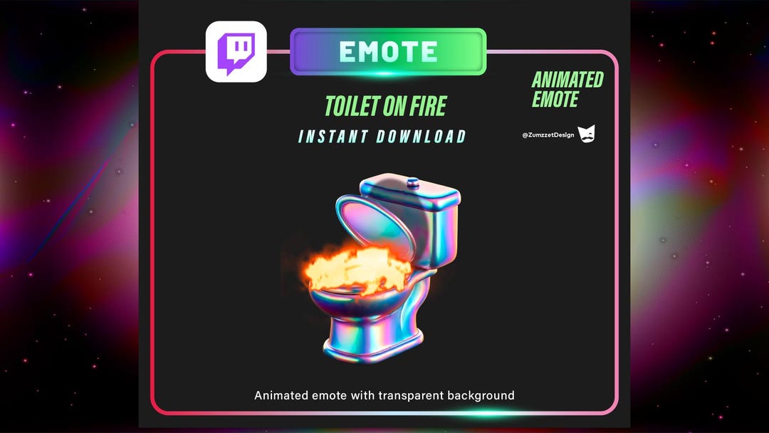 Animated Toilet on Fire Emote: Funny Twitch Streamer Emote (digital ...