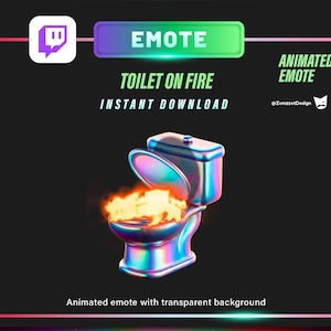 Animated Toilet on Fire Emote: Funny Twitch Streamer Emote (digital ...
