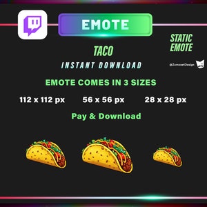 STATIC TACO Emote Set for Twitch, Streamer, Gaming, Streaming, Stream ...