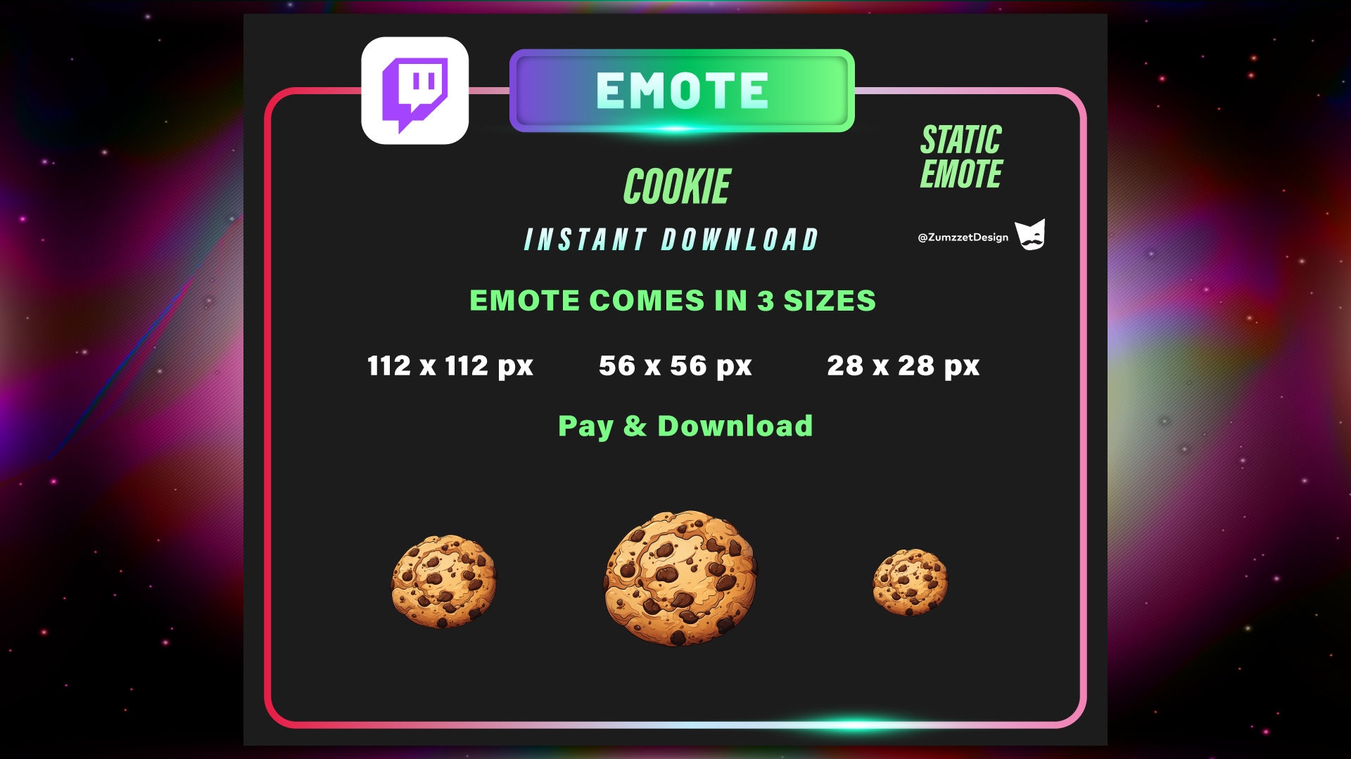 STATIC Cookie Emote Set for Twitch, Streamer, Gaming, Streaming, Stream ...