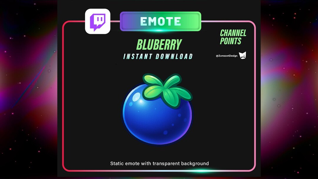Blueberry Twitch Emote: Static Fruit Streamer Channel Point (digital ...