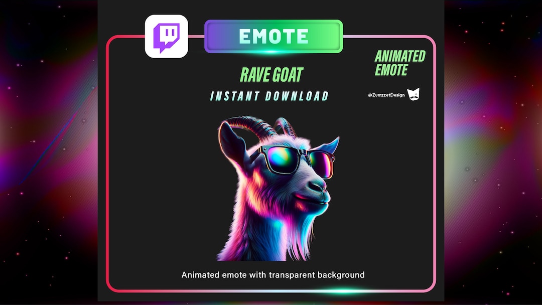 Animated Goat Twitch Emote: Glowing Rave Streamer Design (digital ...