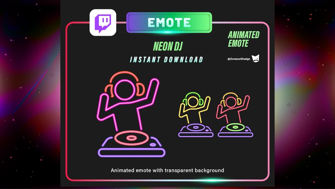 ANIMATED Neon DJ Emote for Twitch, Streamer, Gaming, Streaming, Stream ...