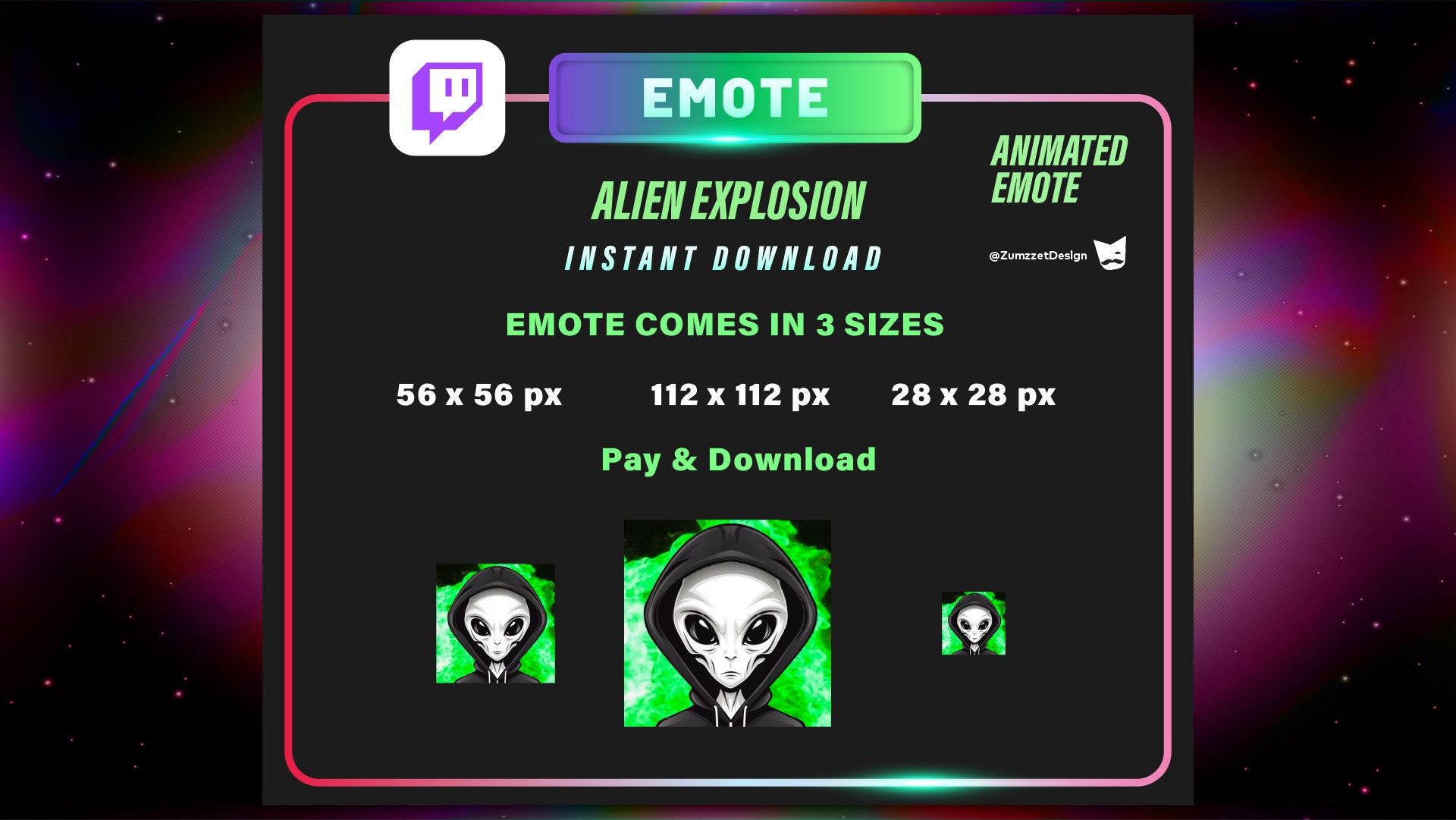 ANIMATED Alien Emote for Twitch, Streamer, Gaming, Streaming, Stream ...